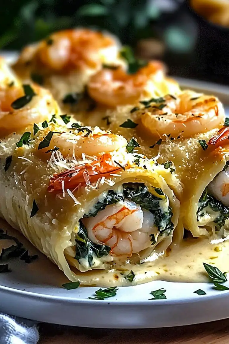 Shrimp And Spinach Stuffed Pasta Rolls Recipe